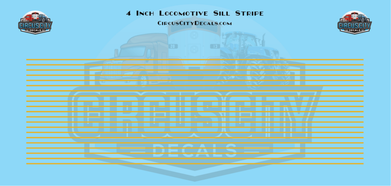 4" Yellow Locomotive Sill Stripe HO 1:87 Scale Decal Set
