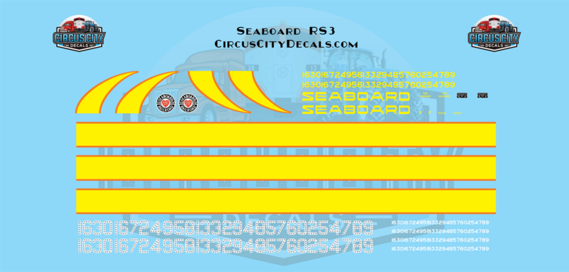 Seaboard Air Line SCL RS3 O 1:48 Scale Decal Set