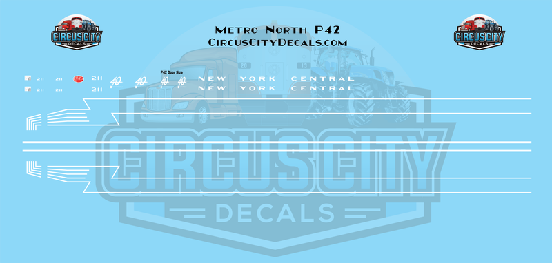Metro North Railroad NYC P42 N 1:160 Scale Decal Set