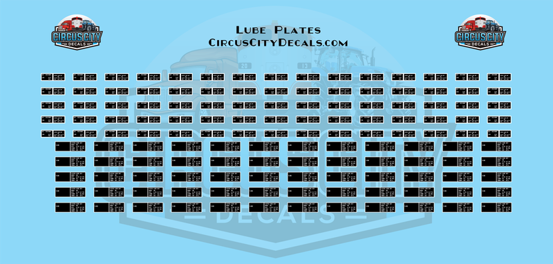 Lube Plate HO 1:87 Scale Decal Set