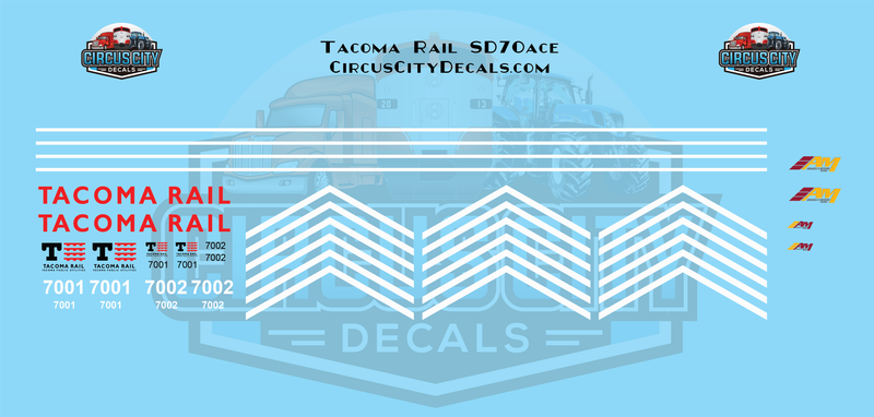 Tacoma Rail SD70ace Locomotive O 1:48 Scale Decal Set