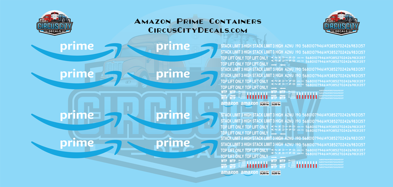 Amazon Prime Container HO 1:87 Scale Decal Set