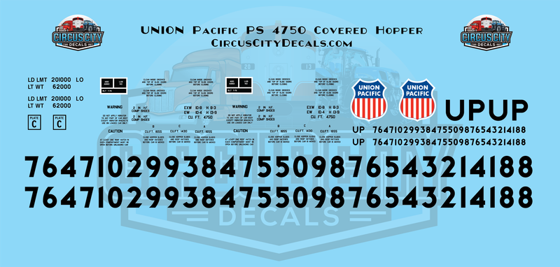 Union Pacific UP PS 4750 Covered Hopper Set HO 1:87 Scale