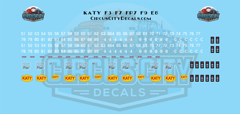 MKT Missouri Kansas Texas Railroad F3 F7 FP7 F9 FA E8 Decal Set N 1:160 ...