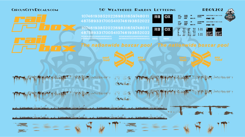 Railbox RBOX Weathered Lettering 50' Boxcar HO Scale Decal Set