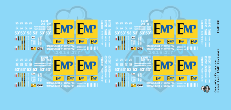 EMP 53' Container Large Logo N Scale Decal Set