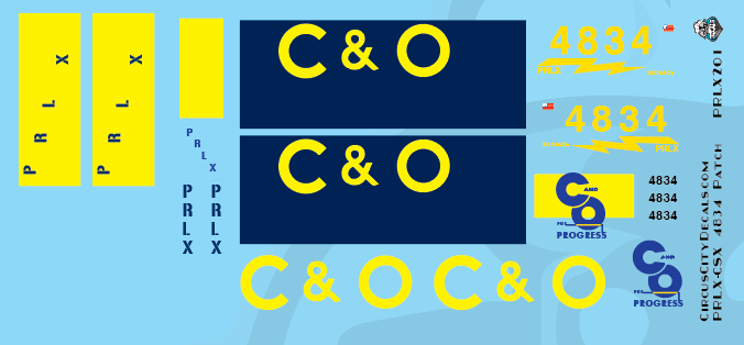 PRLX SD70ace CSX/C&O 4834 Patch HO scale Decal Set