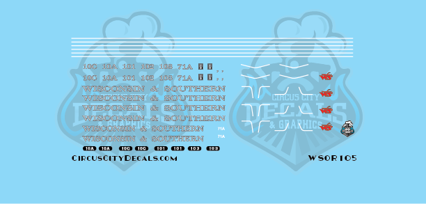 Wisconsin & Southern Railroad E9 & FP7 Decal Set WSOR N Scale