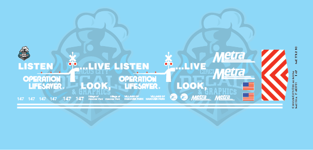 Metra METX F40PH #147 Operation Lifesaver HO Scale Decal Set
