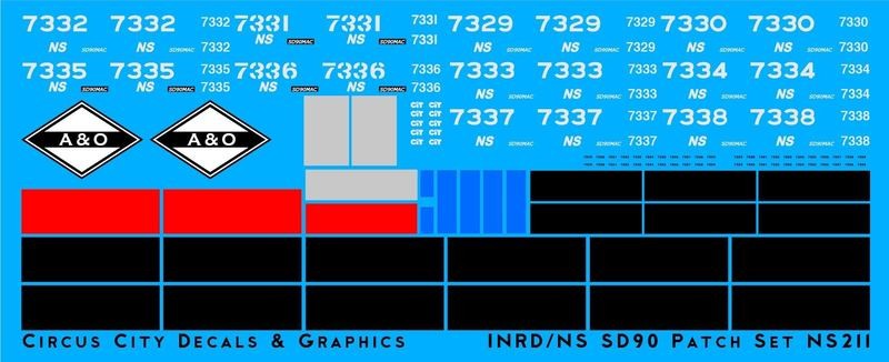NS Norfolk Southern CIT Indiana SD90 Patch Set HO Scale
