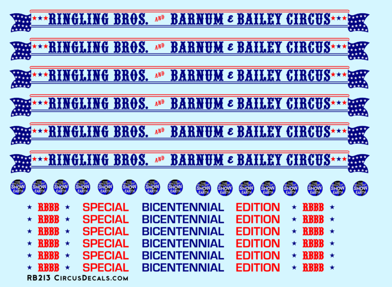 Ringling Brothers & Barnum Bailey Bicentennial HO Scale Decal Set 1976 ...