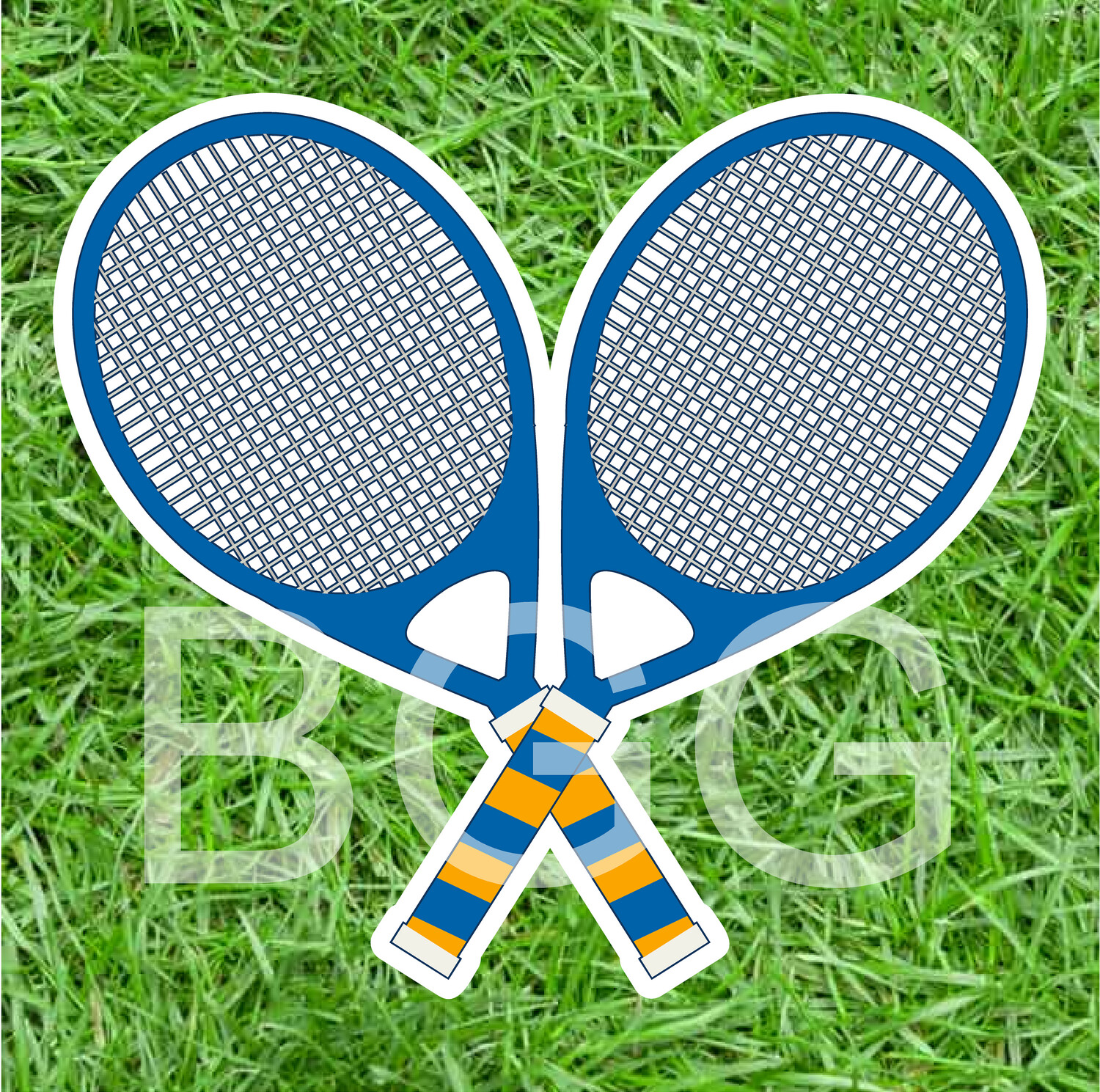 Crossed Tennis Rackets Blue