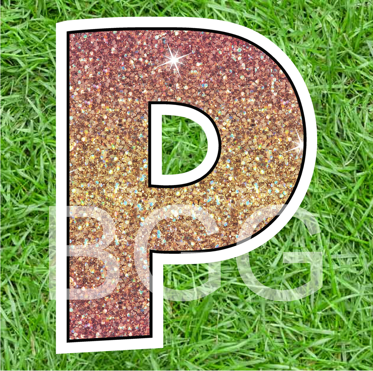 P (Blush and Gold Glitter) - Store - Bluegrass Greetings & Co.