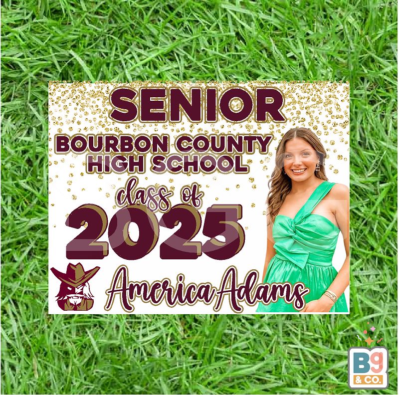 Bourbon County SENIOR 2025 yard sign (with photo) - Store - Bluegrass ...