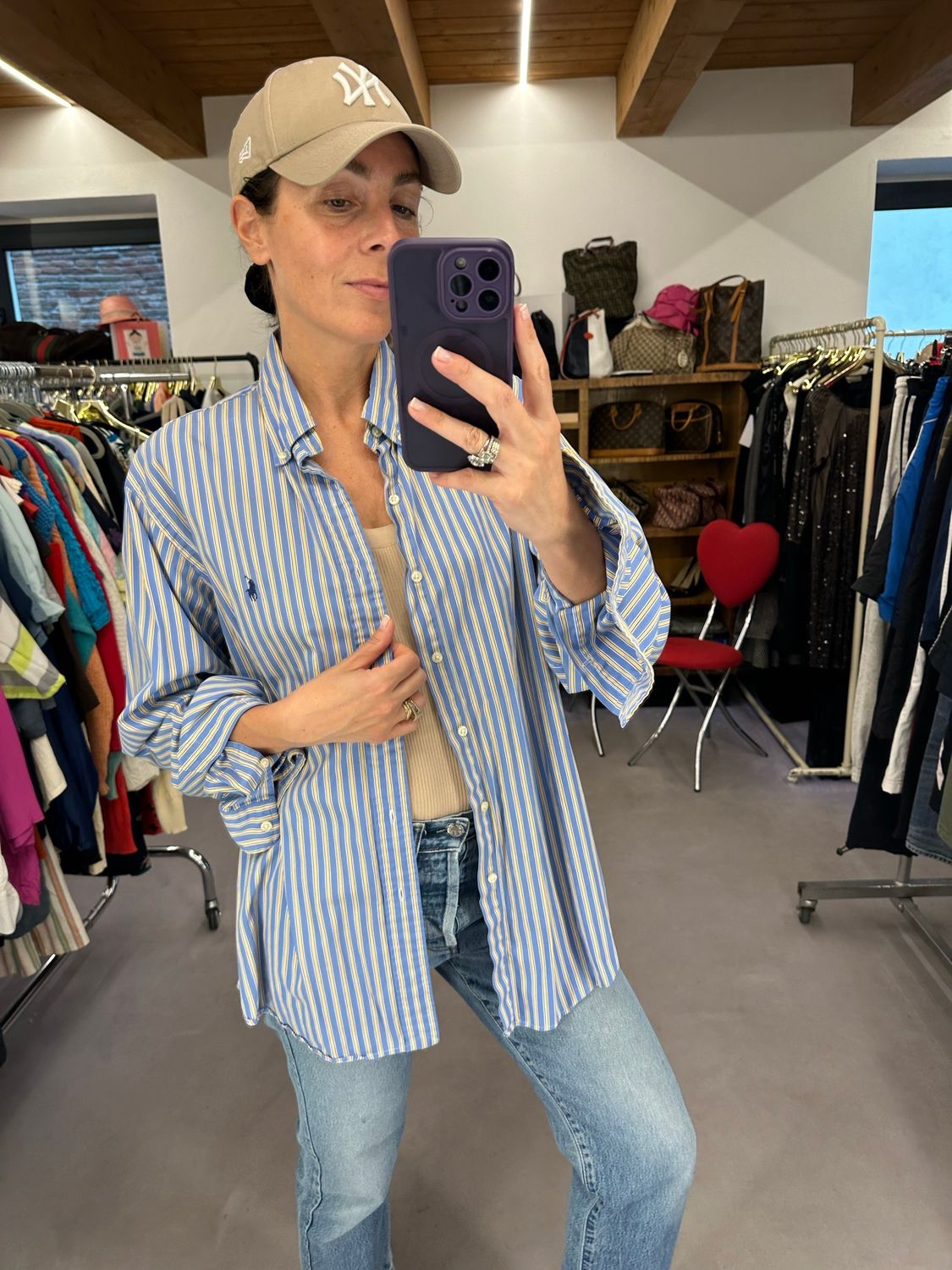 CAMICIA RL AZZURRA RIGATA BIANCA GIALLA CAVALLINO BLU