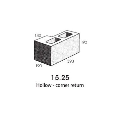 Grey Betta Blocks - 140mm Series - Hollow Corner Return