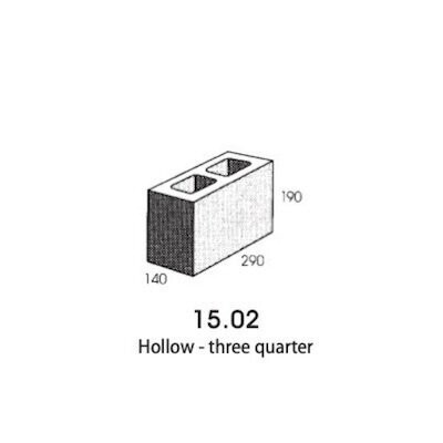 Grey Betta Blocks - 140mm Series - Hollow Three Quarter