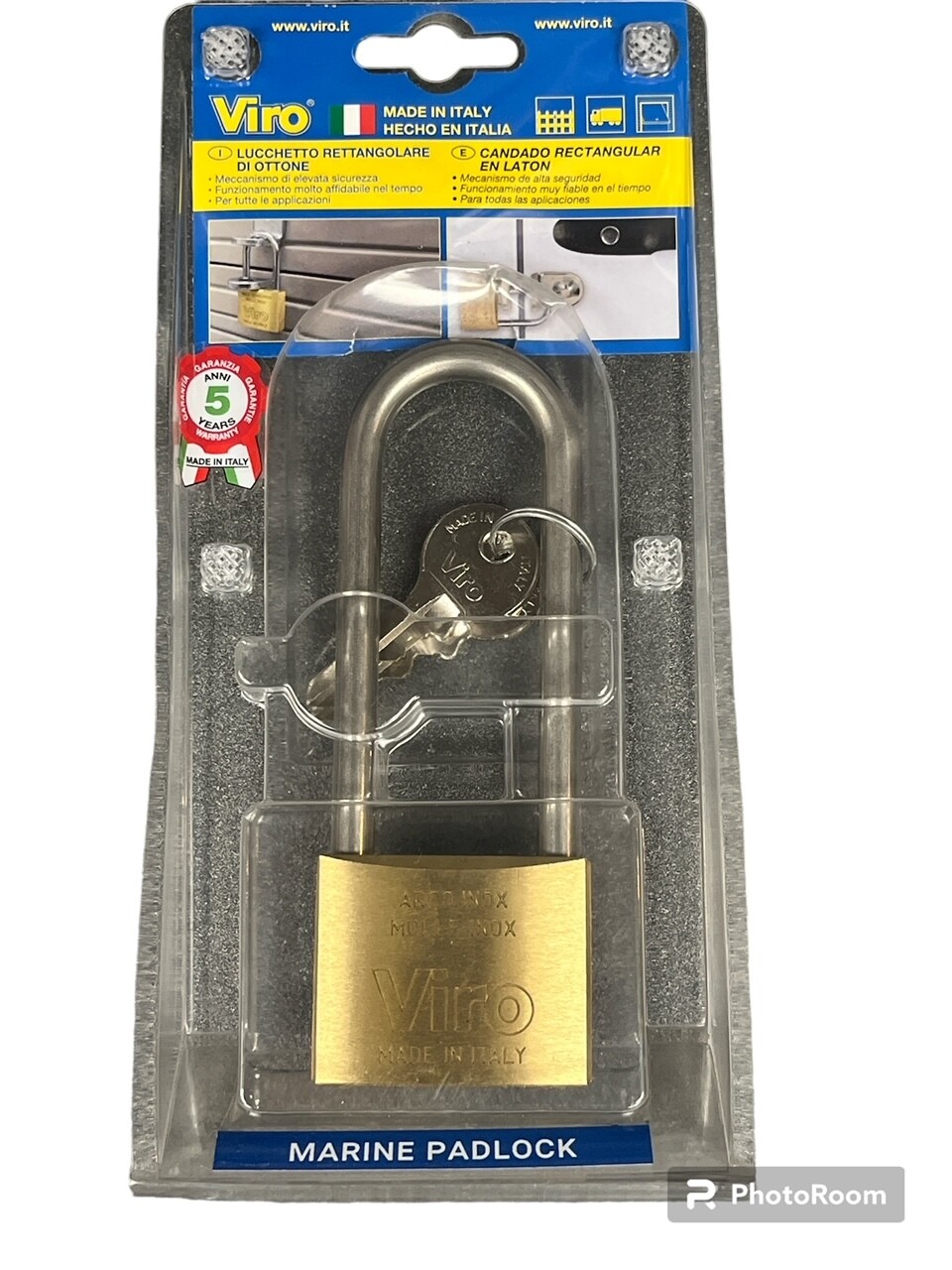 VIRO 50mm Marine Long Shackle Padlock Rust Proof Stainless Steel