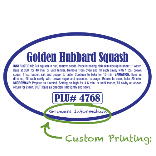 Semi-Custom Golden Hubbard Squash | Store - Produce Labels