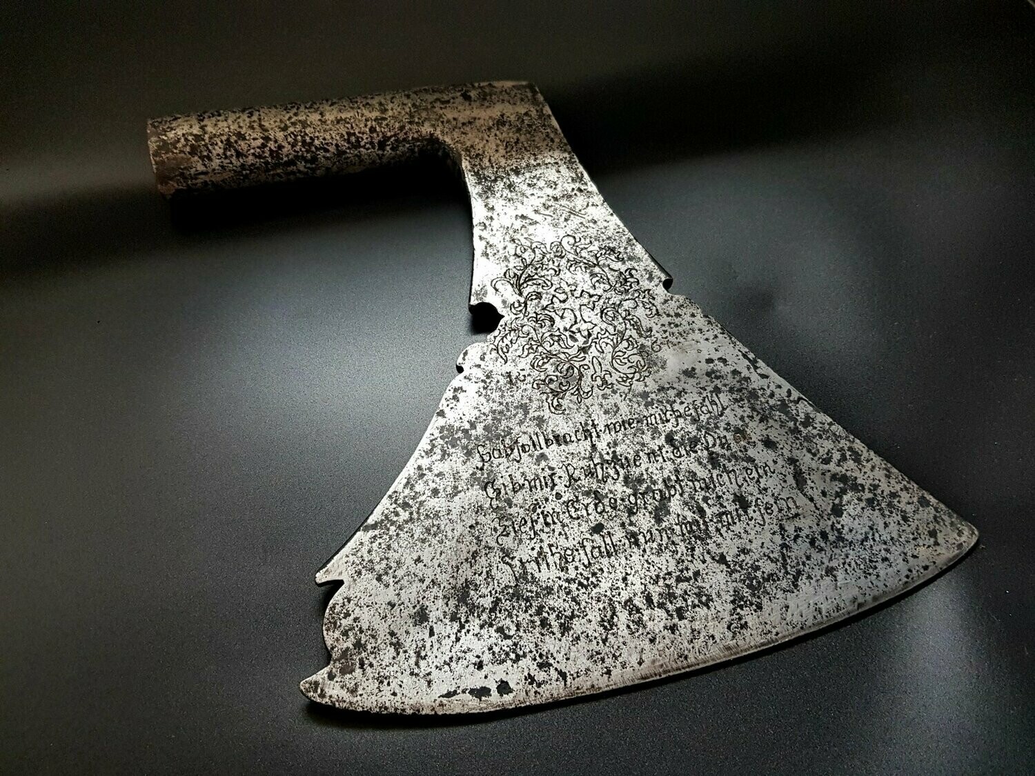 A Large 17th Century Etched with Cross, Crown & Text in German Executioner's Axe Unique Piece of ...