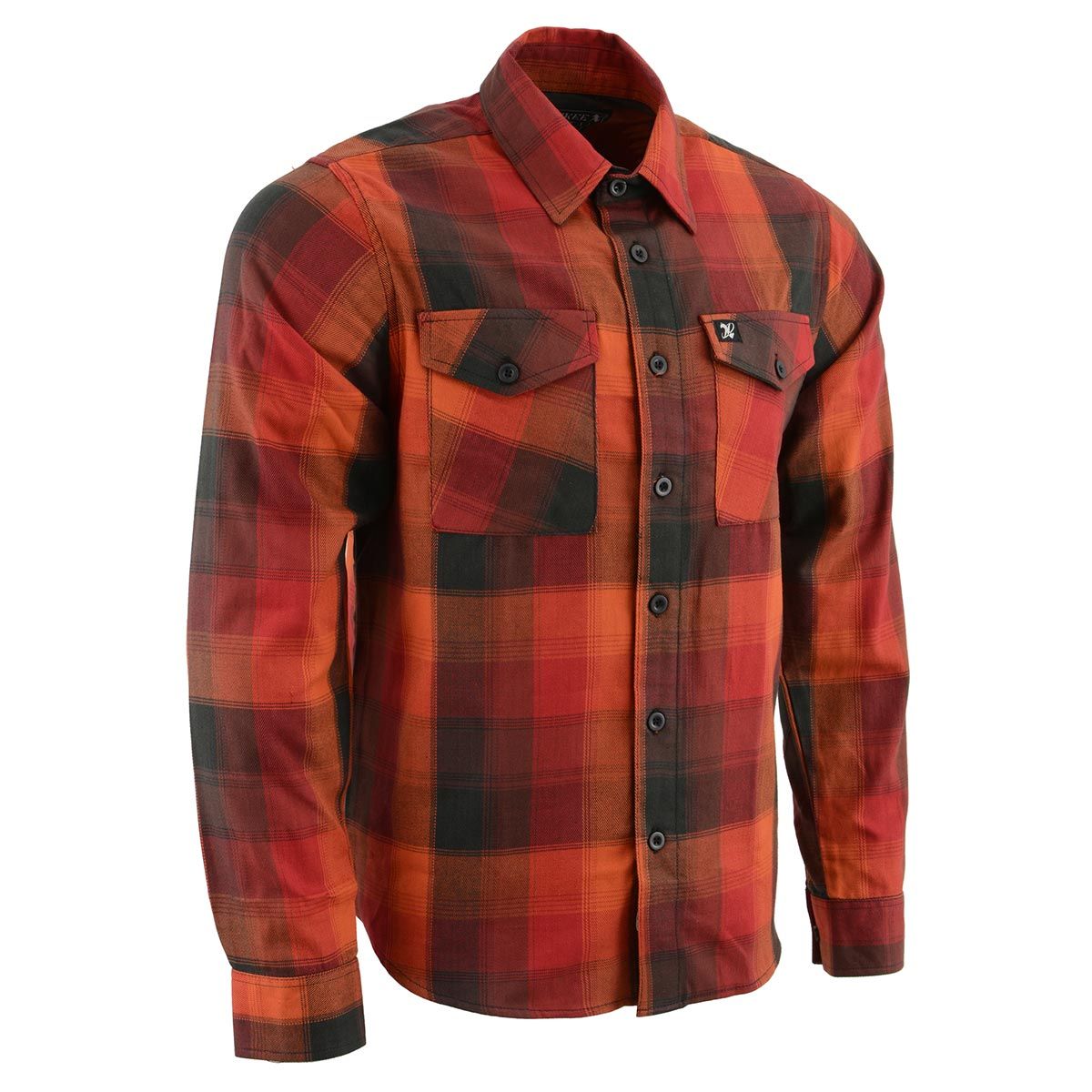 Milwaukee Leather Men's Flannel Plaid Shirt Orange with Red and Black ...