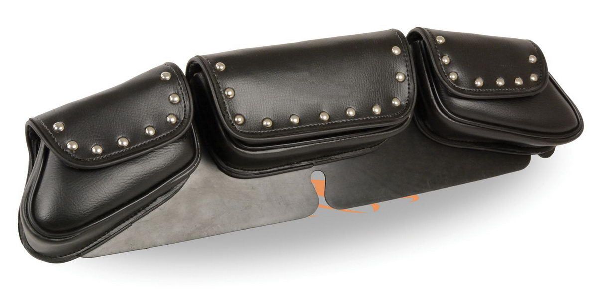 Milwaukee Leather SH67105 Black Triple Pocket Studded PVC Travel ...