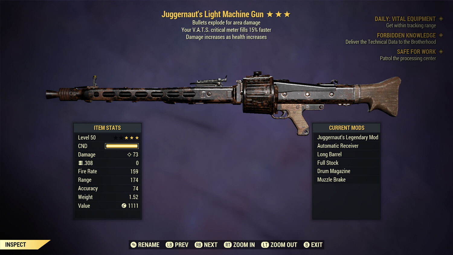 Juggernaut Explosive 15 Light Machine Gun