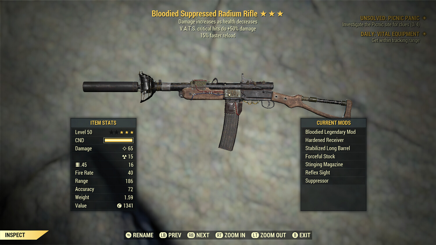 Bloodied 50/15r Radium Rifle