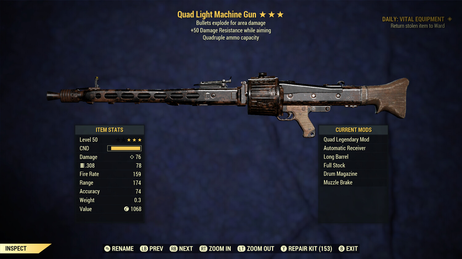 Quad Explosive 50 Light Machine Gun