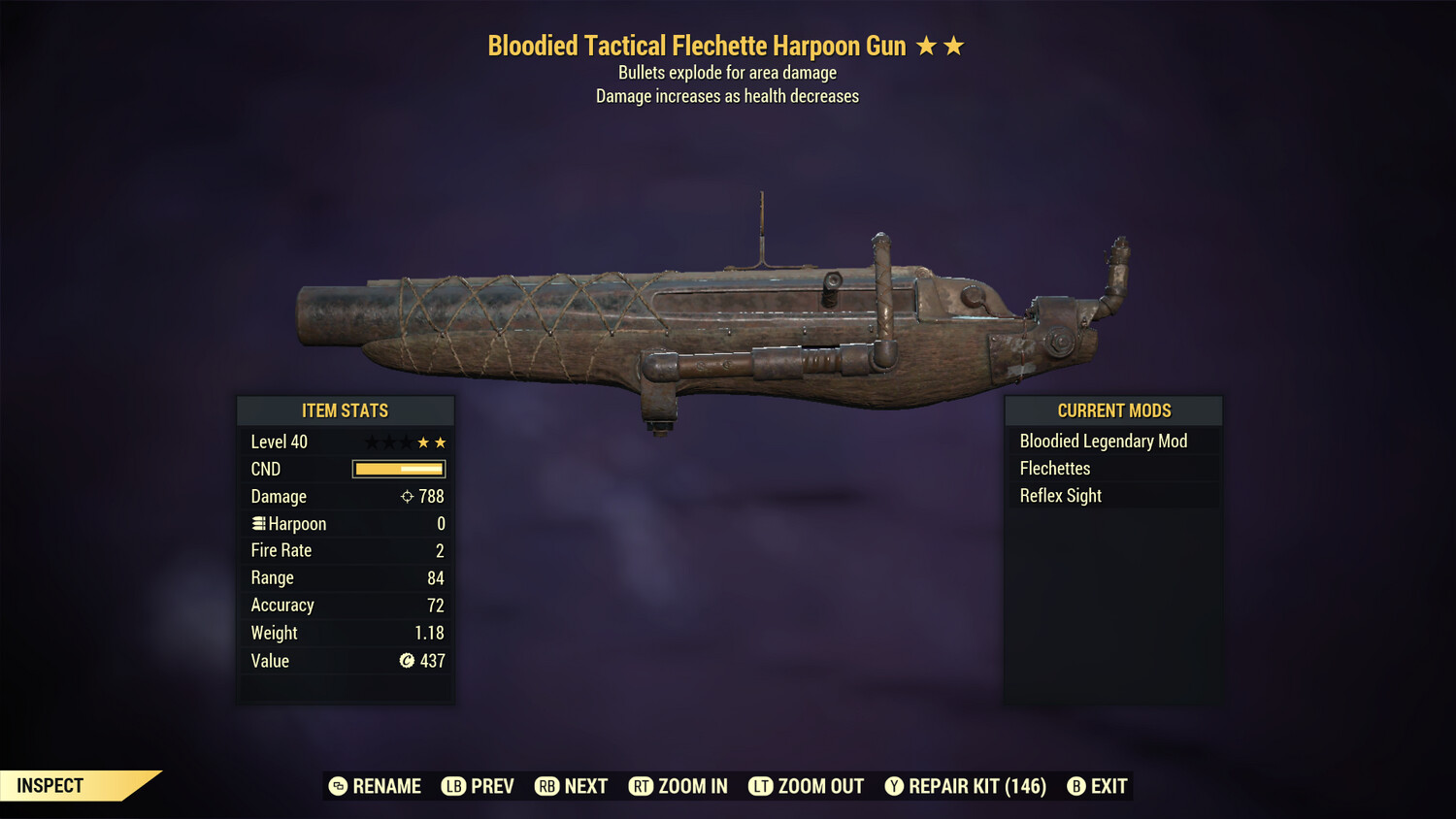 Legacy Bloodied Explosive Harpoon Gun Lvl 40