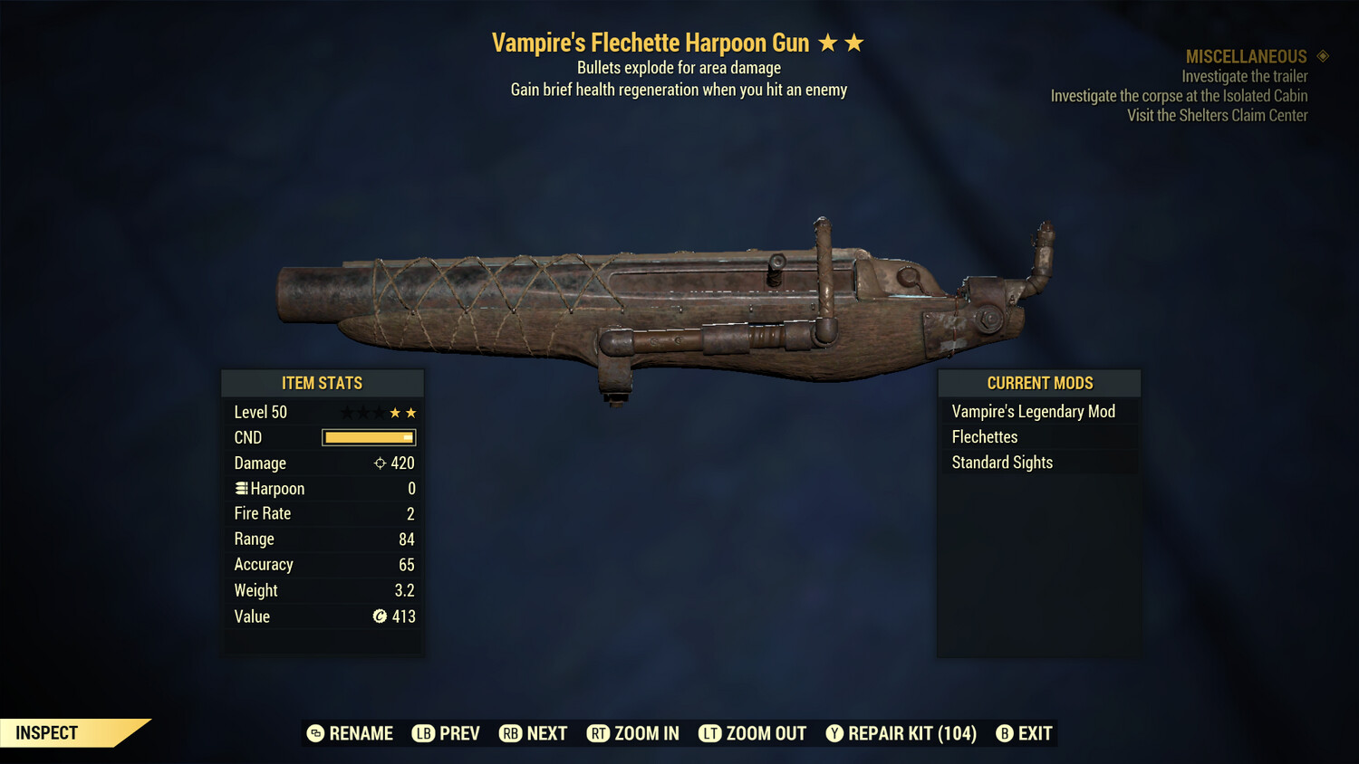 Unbreakable Legacy Vampire Explosive Harpoon Gun