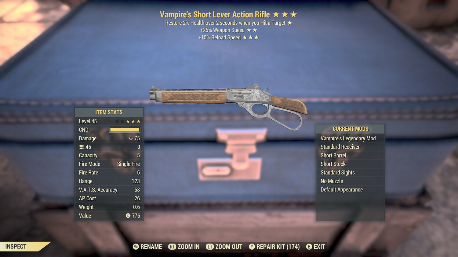 Vampire 25/15r Lever Action Rifle