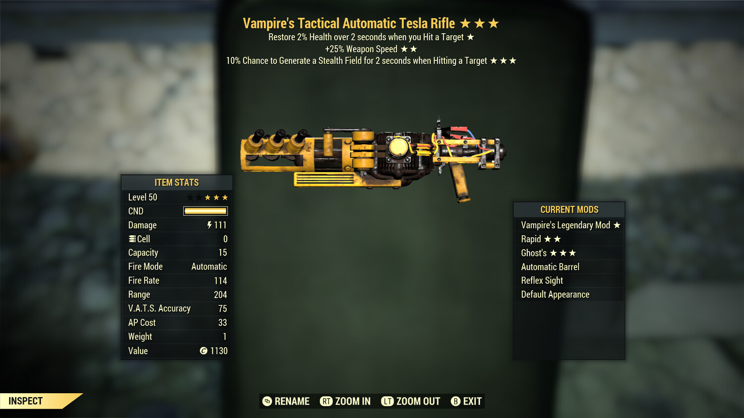 Vampire 25/Stealth Tesla Rifle