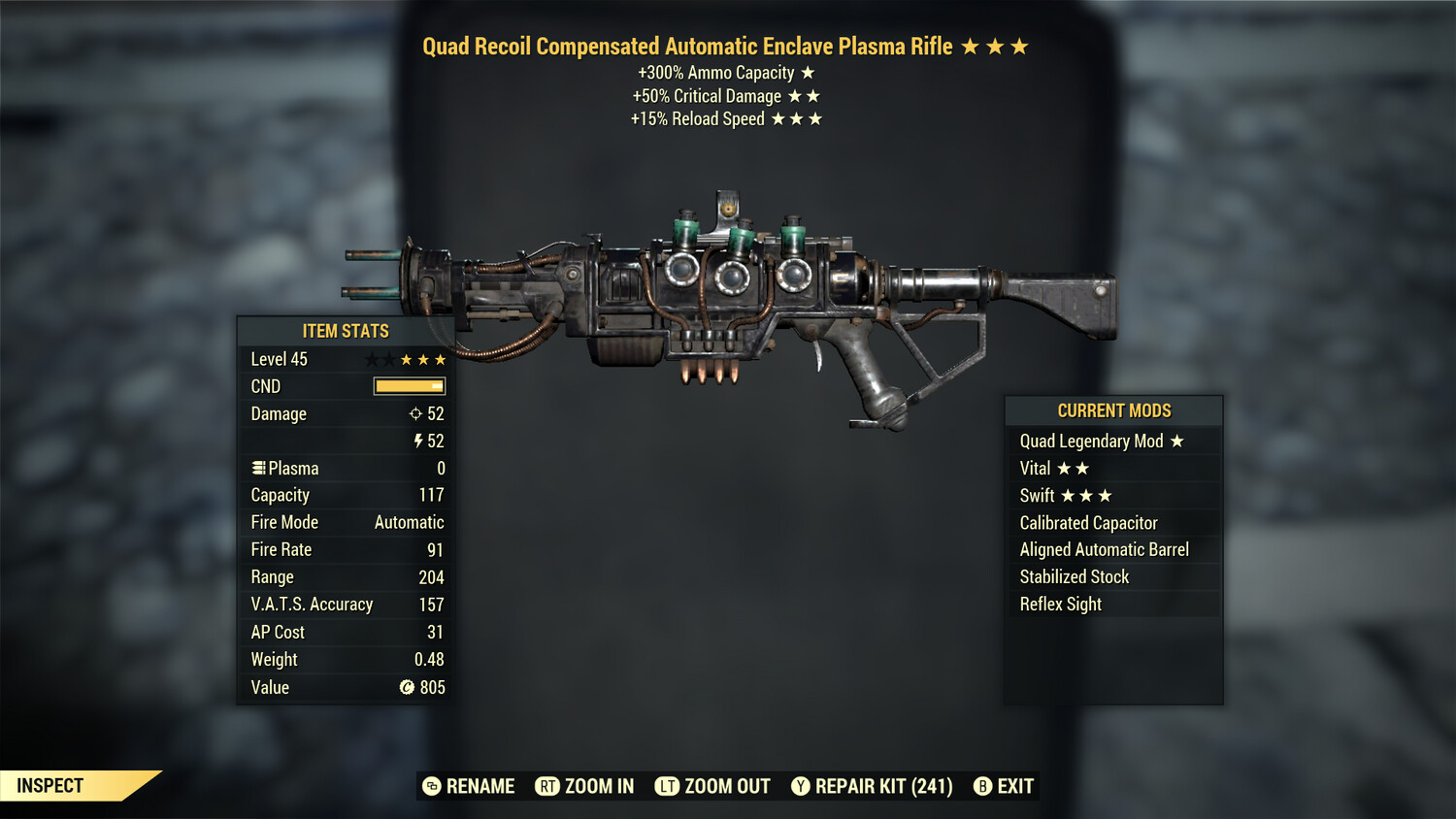 Quad 50/15r Enclave Plasma Rifle + Flamer Mod Box