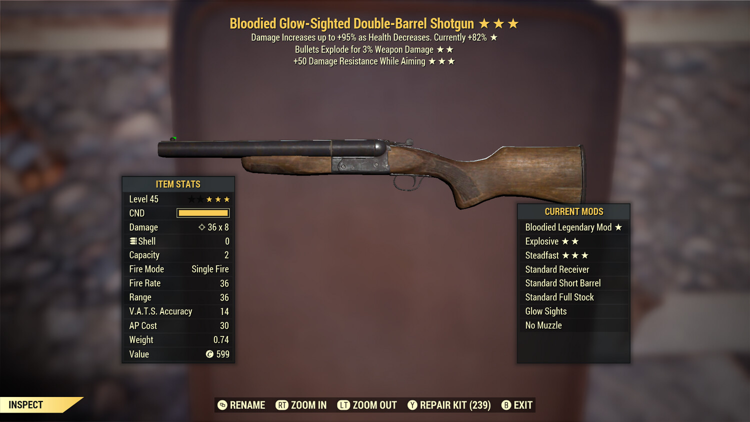 Bloodied Explosive 50 Double Barrel Shotgun