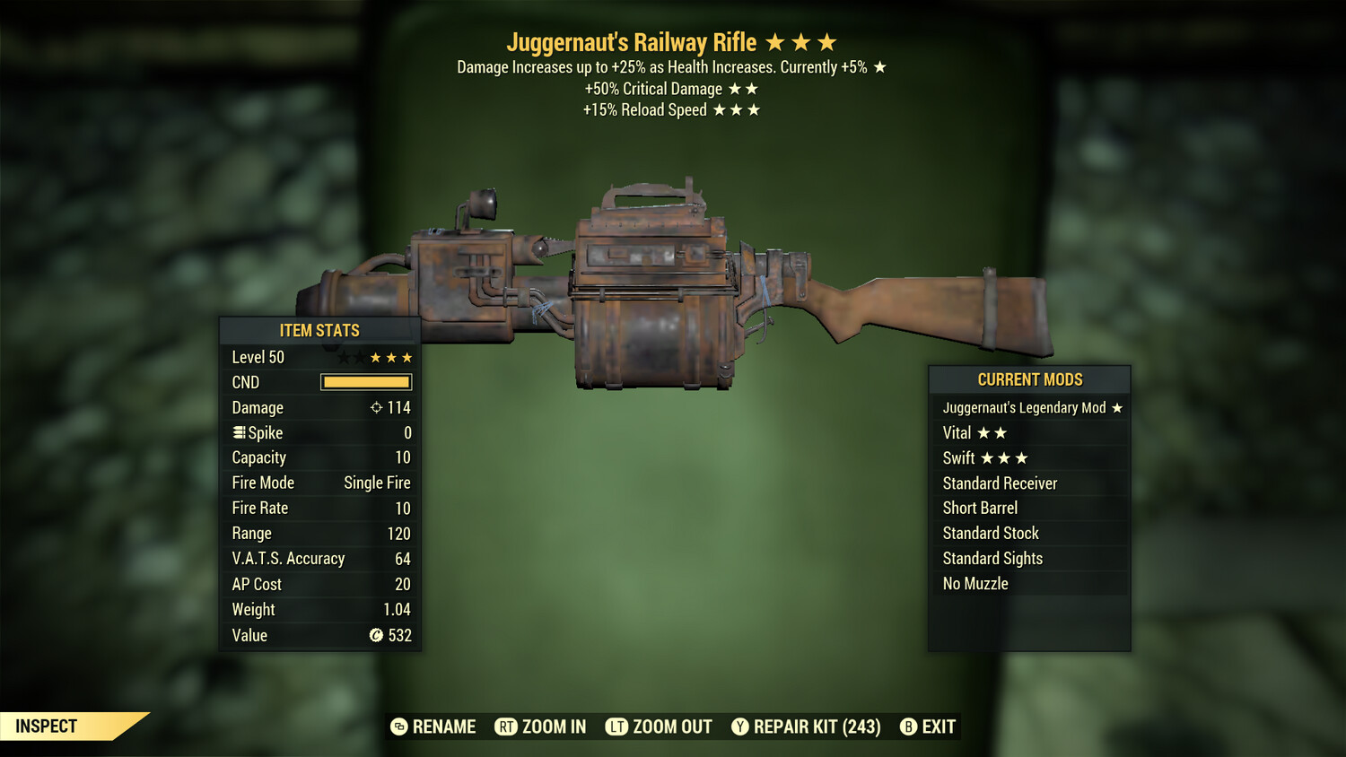 Juggernaut 50/15r Railway Rifle