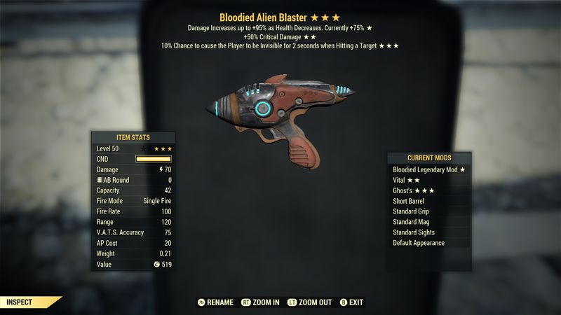 Bloodied 50/Stealth Alien Blaster