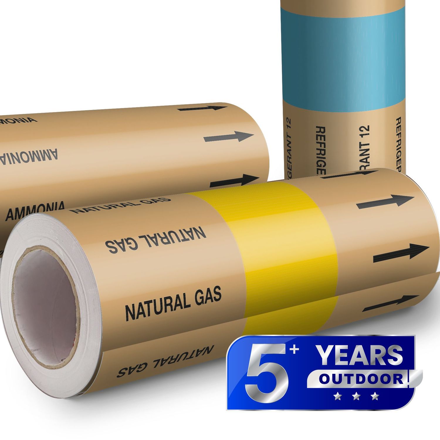 Adhesive Vinyl Pipe Marker Rolls for Gases