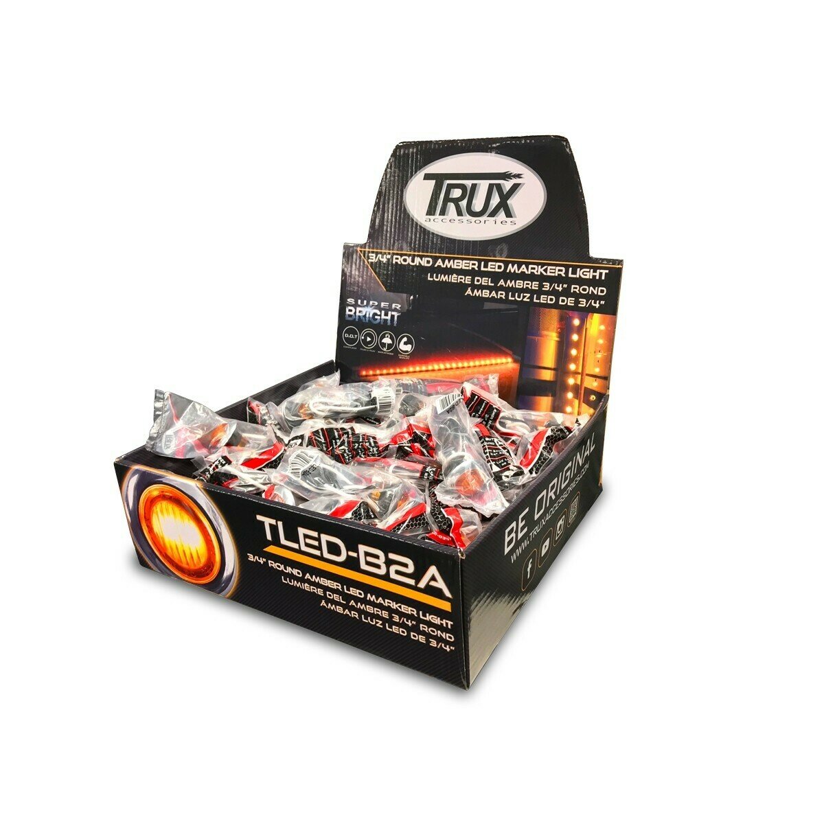 Trux Accessories 3/4" Round Amber LED Marker Light (Display Box ...
