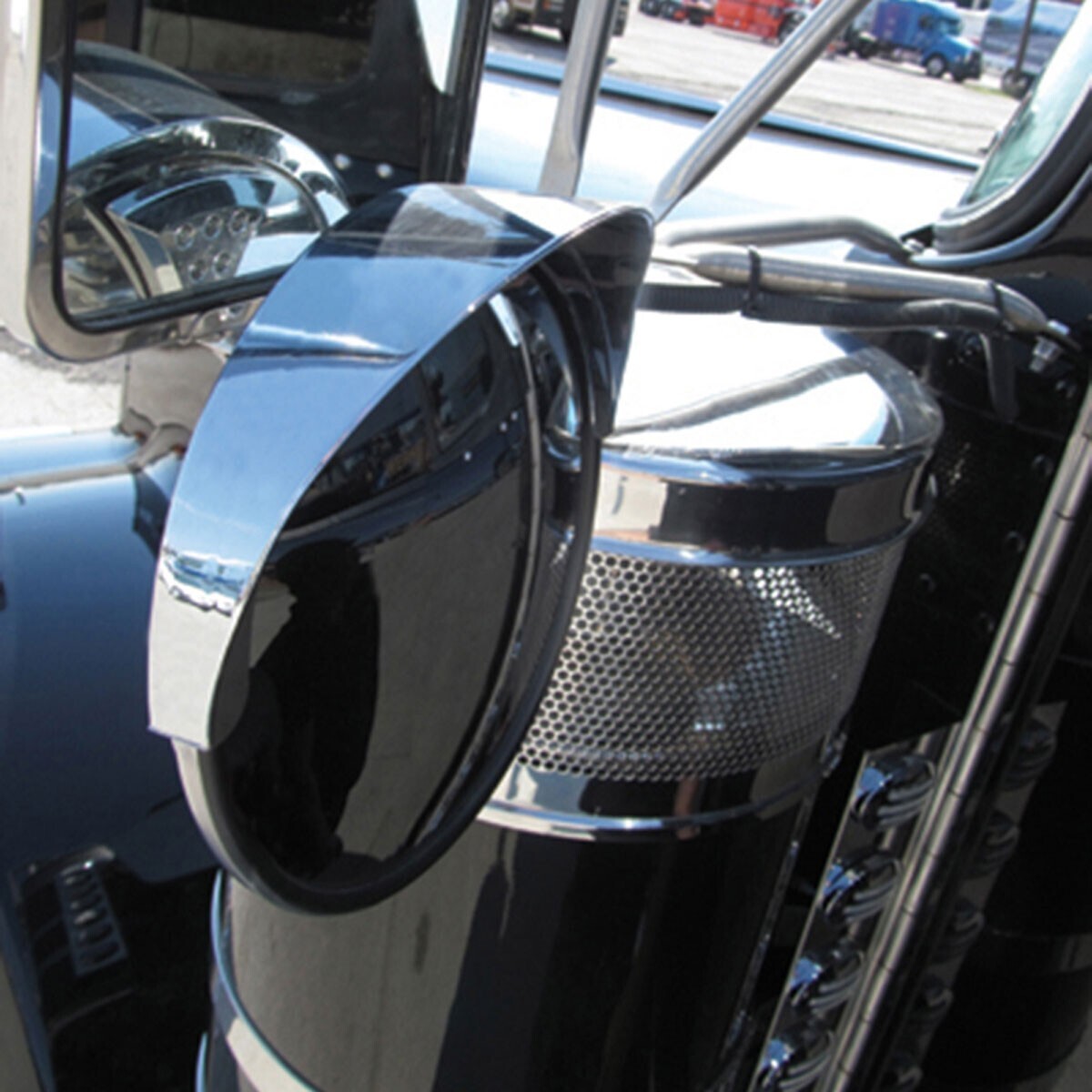 Trux Accessories 8" Chrome Convex Mirror Visor | Commerical Truck Parts ...