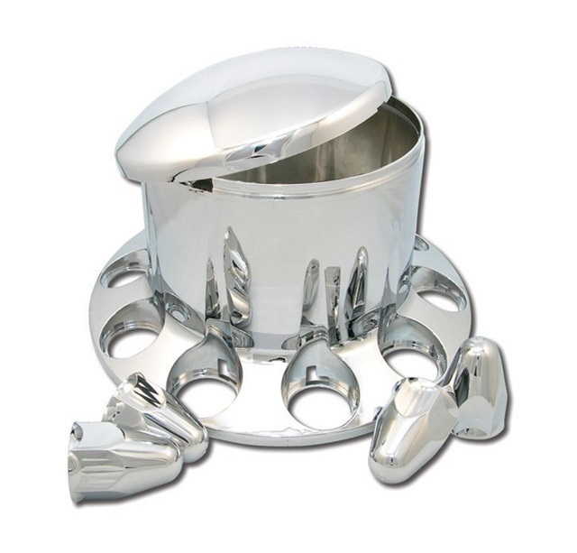 Trux Accessories Chrome Rear Axle Cover Kit w/ Removable Dome Hubcap ...