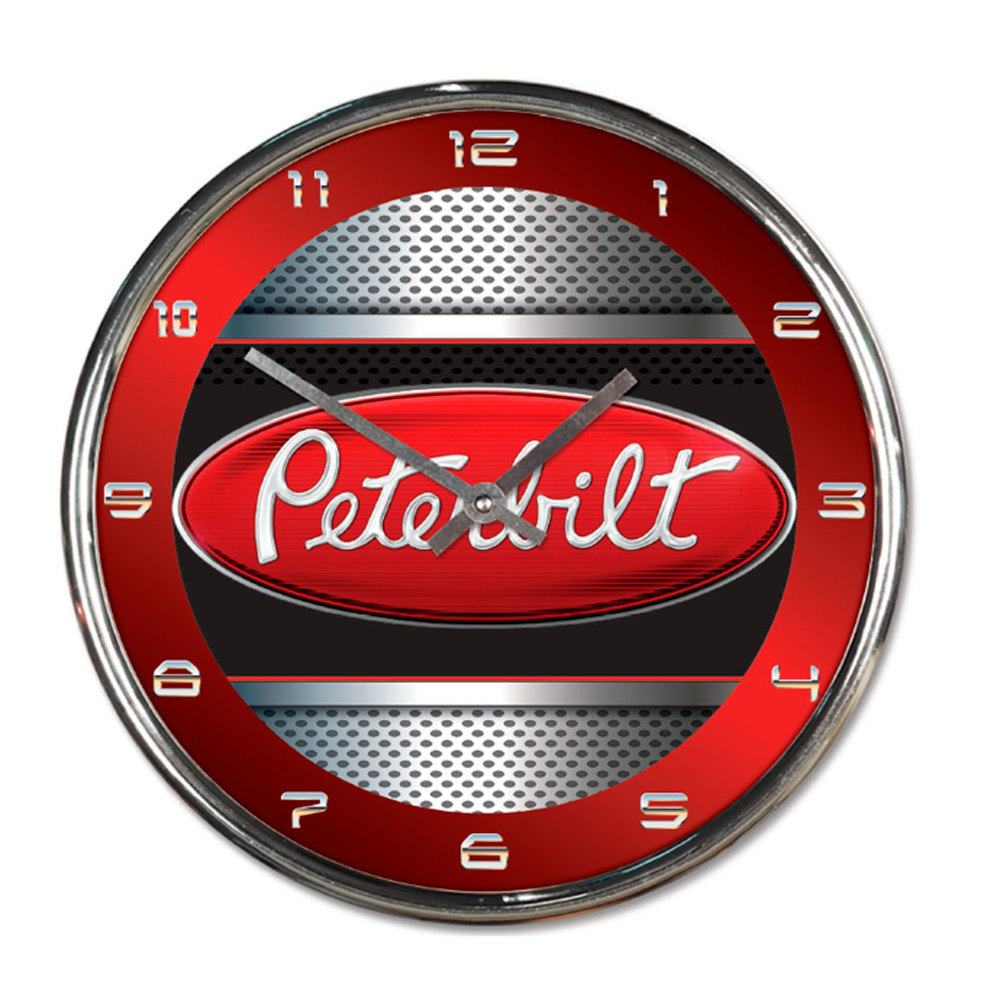 Peterbilt 12" Chrome Logo Wall Clock | Commerical Truck Parts and ...