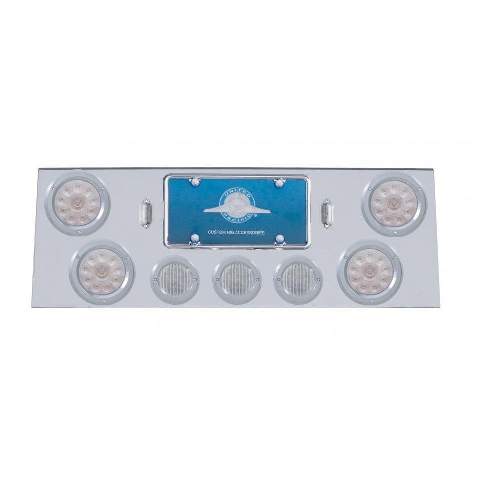 United Pacific Stainless Steel Rear Center Light Panel w/ Four 4" Red ...