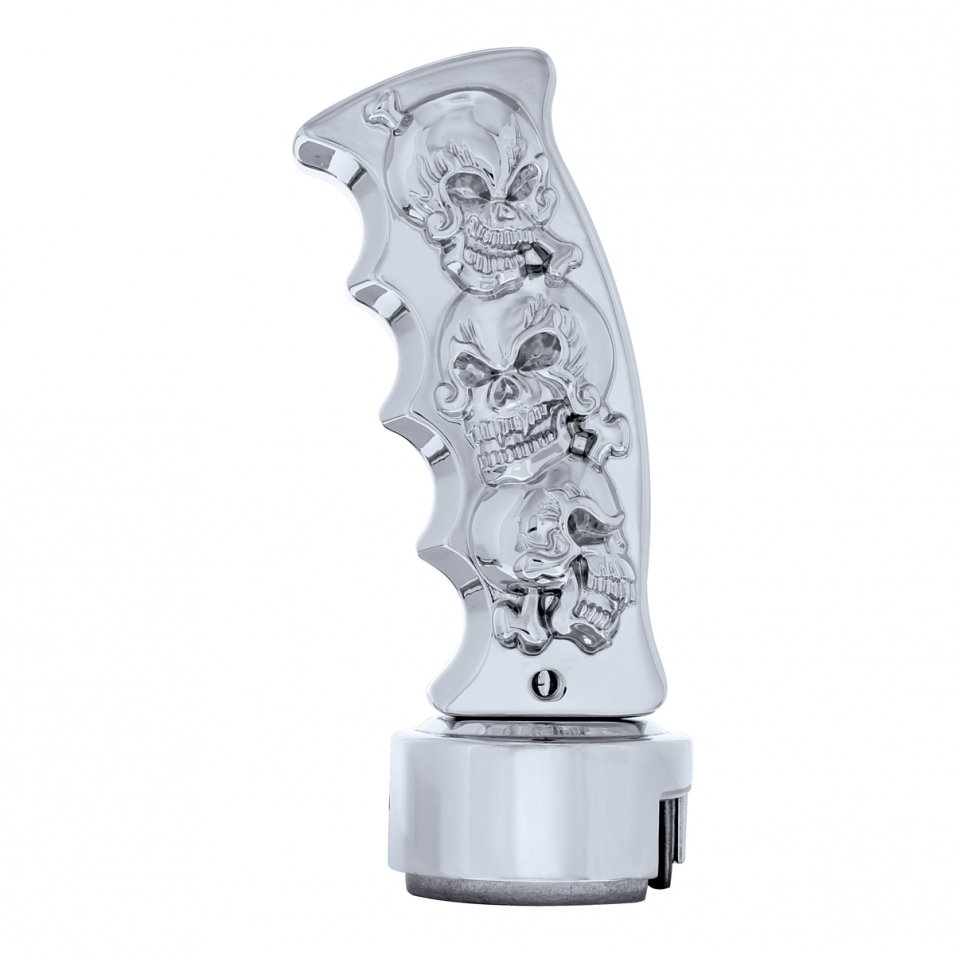 United Pacific Chrome Skulls Pistol Grip Thread-On Vertical Gearshift ...