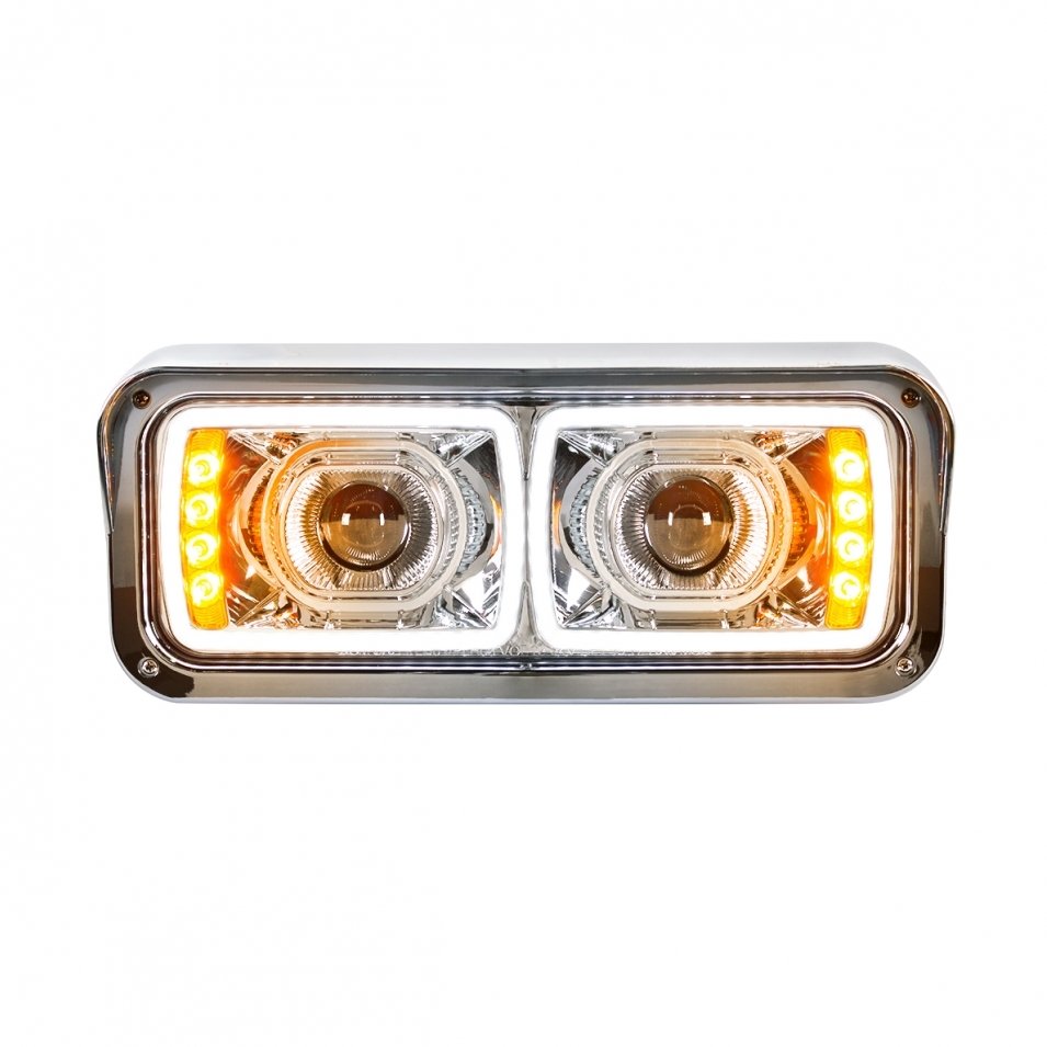 United Pacific Chrome High Power LED Projection Headlight w/ LED Turn ...