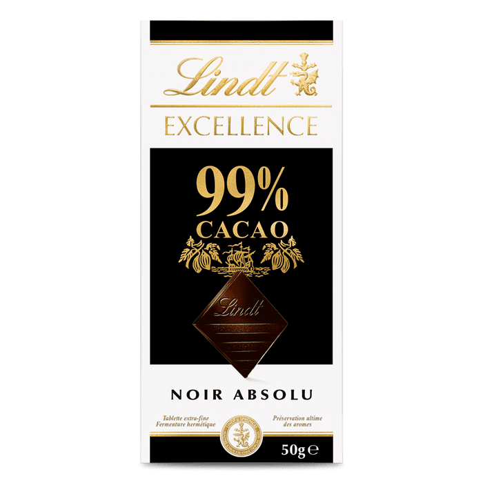 Lindt Excellence Intense Dark Chocolate 99% Cocoa (50g) | Ultimate Dark ...