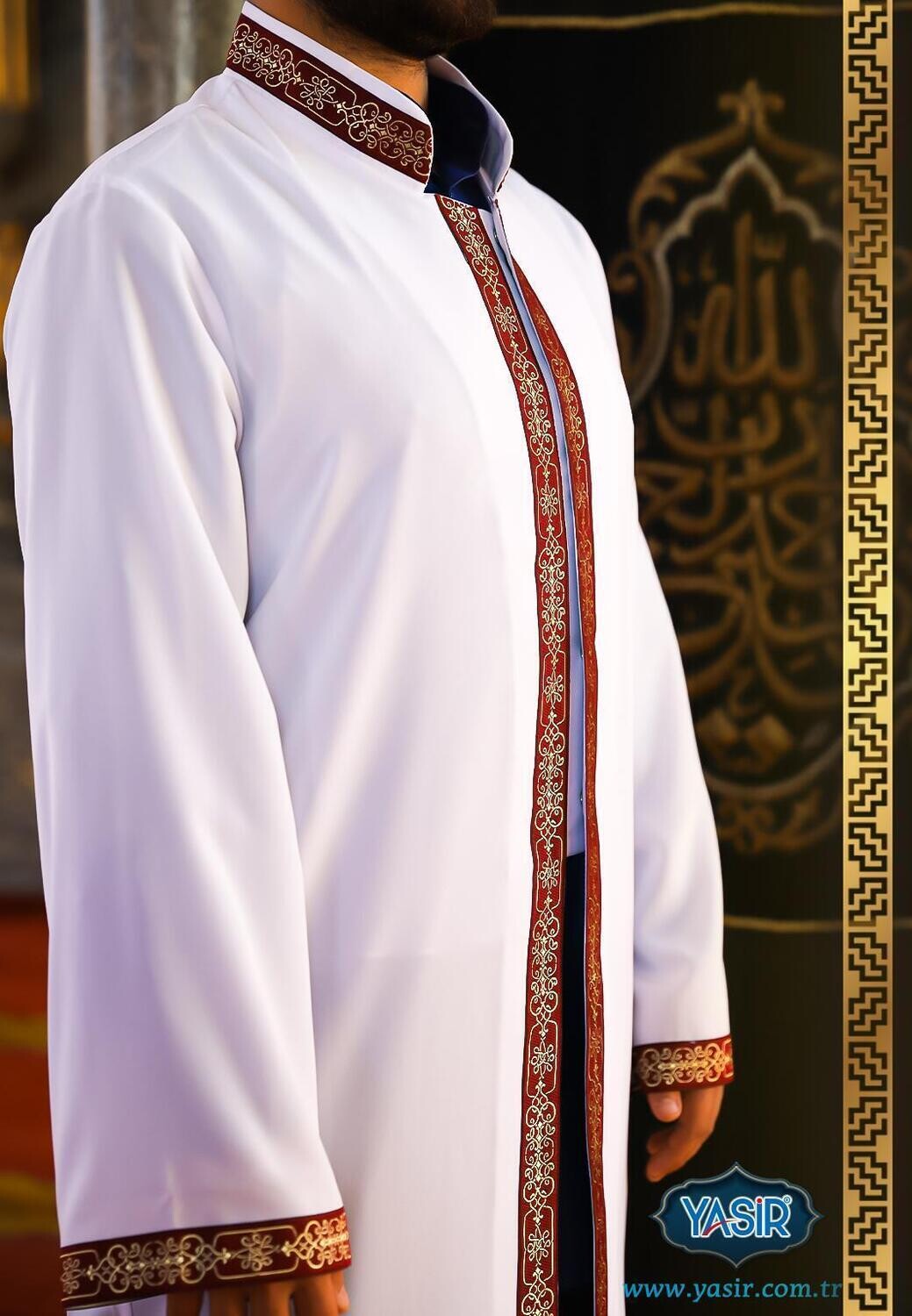 New Men's Bisht Cloak Arab Dress Thobe Islam Robe for Imam, Eid & Wedding