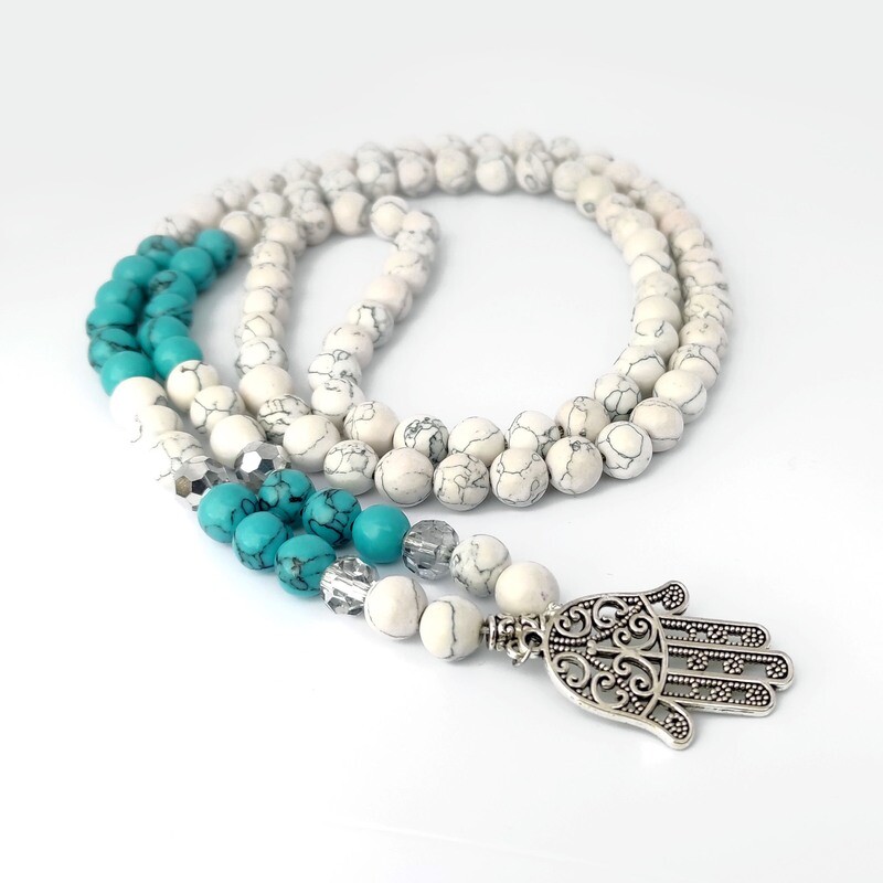 Turquoise and Howlite Mala