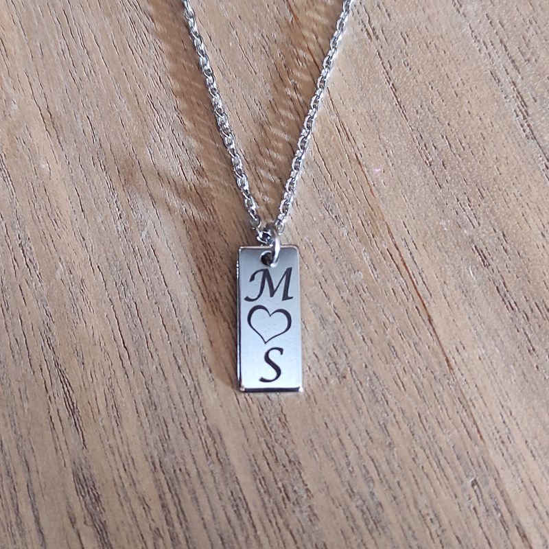 Personalised Engraved Initials and Heart Necklace