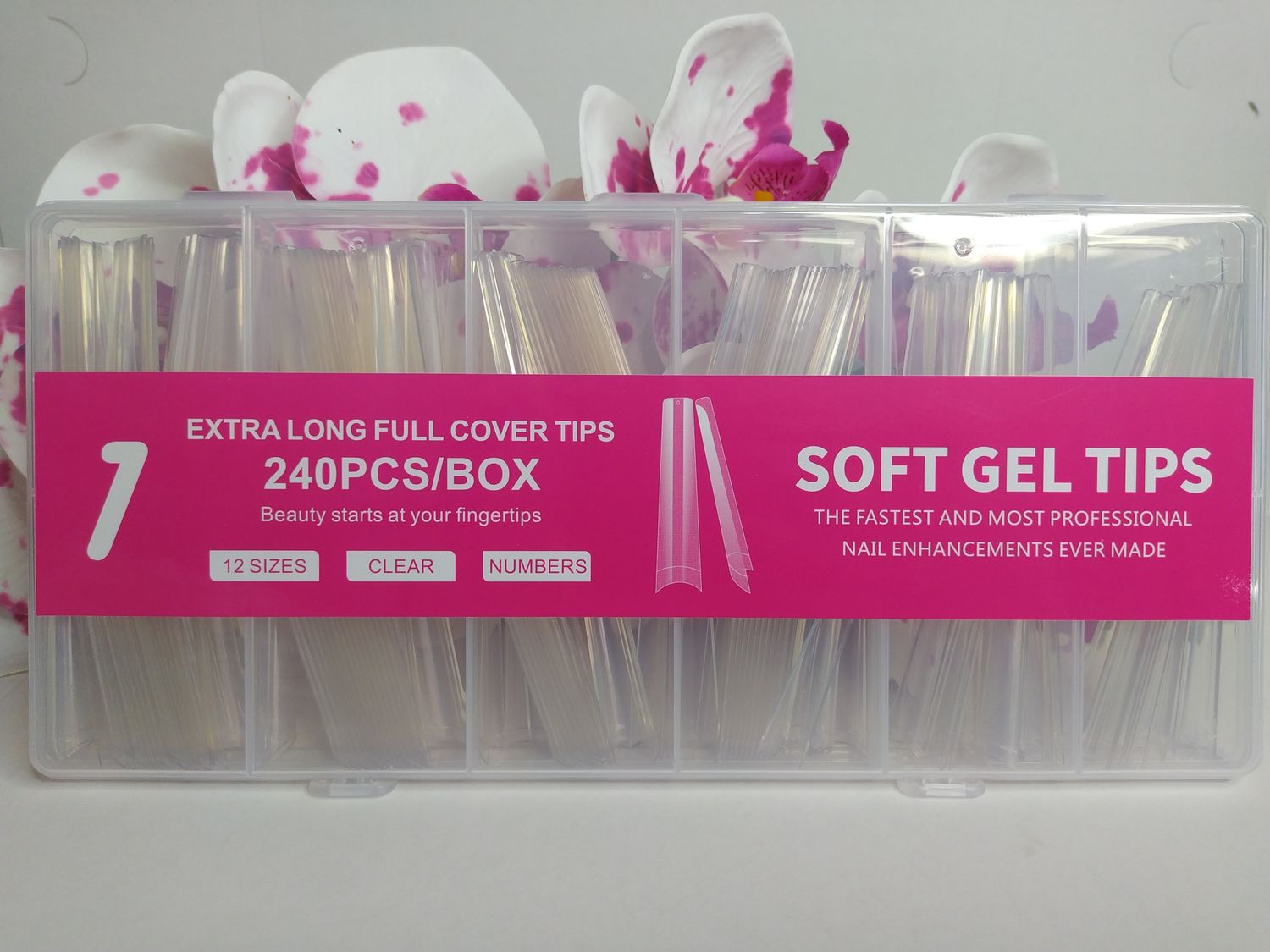Soft Gel Tips Clear - XL Half Cover Coffin